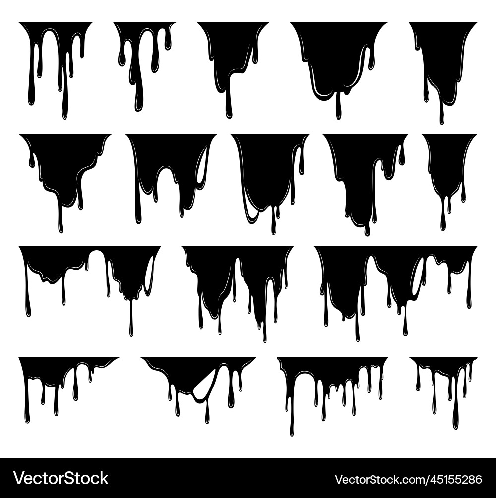 Paint dripping liquid set flowing oil stain Vector Image