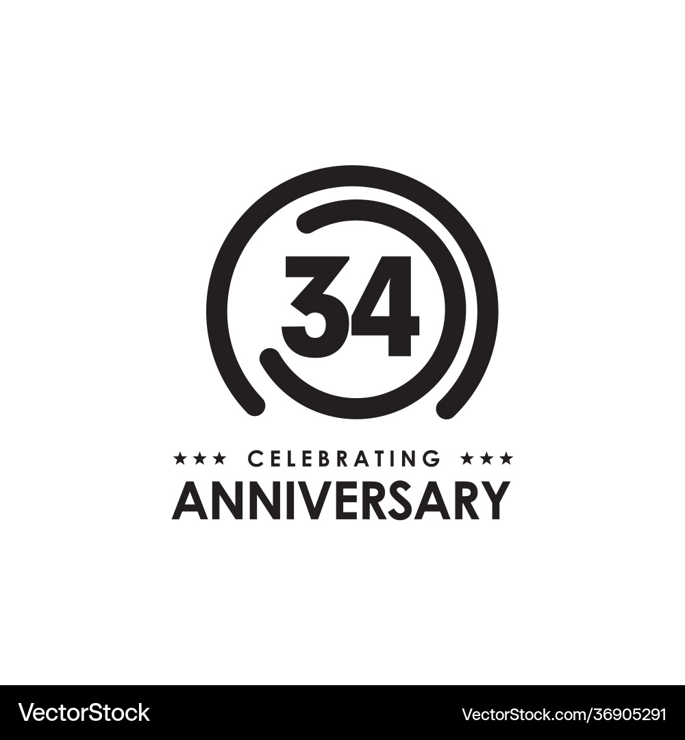 34th year celebrating anniversary logo design Vector Image