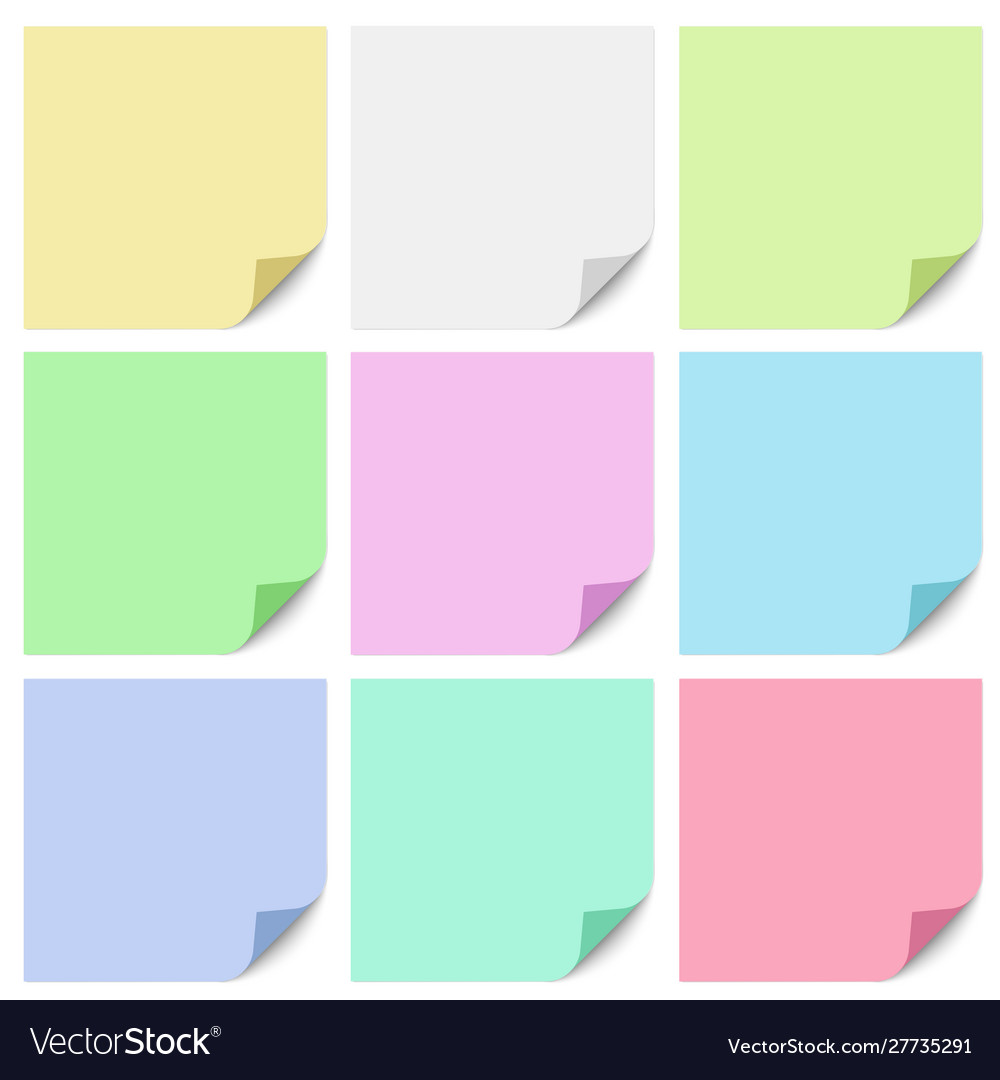 A Set Different Color Square Sticky Notes Vector Image