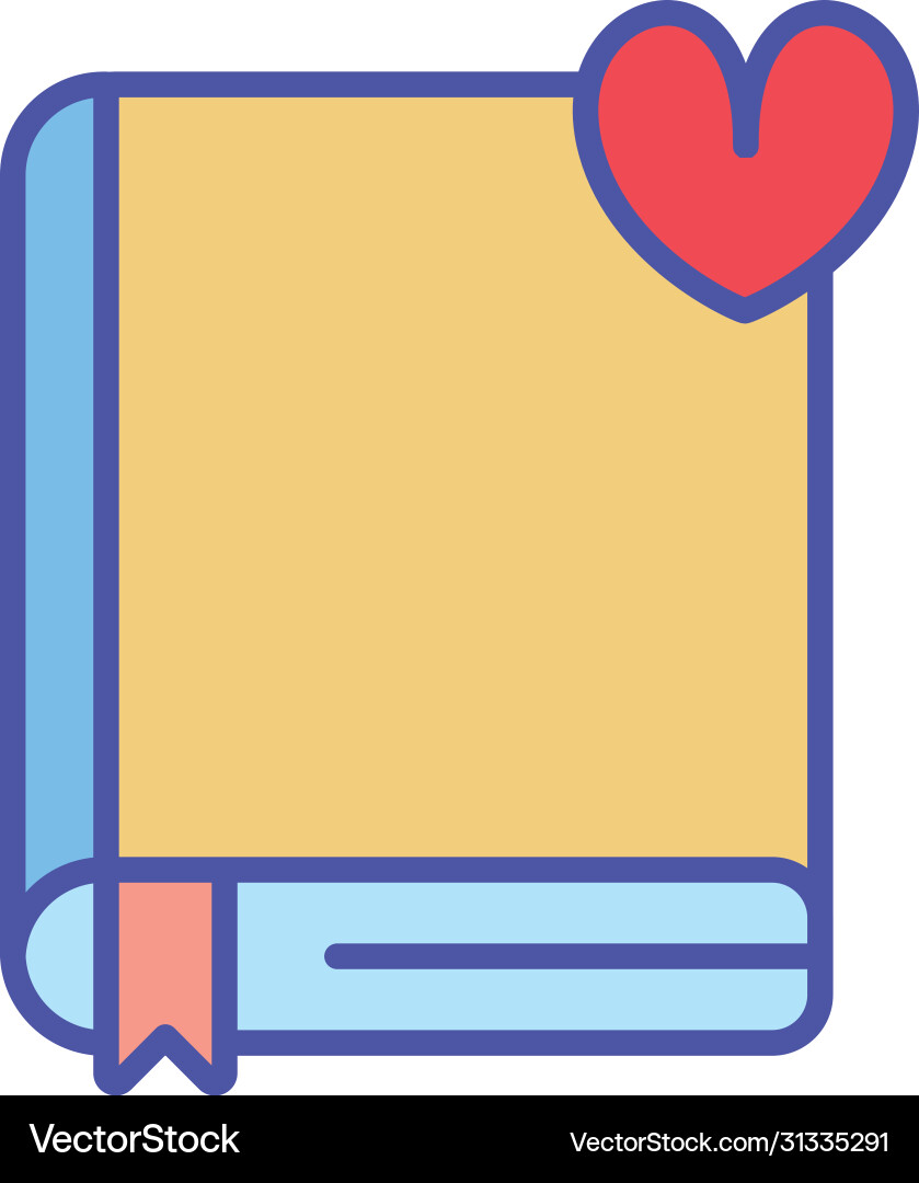 Book and heart line fill style icon Royalty Free Vector