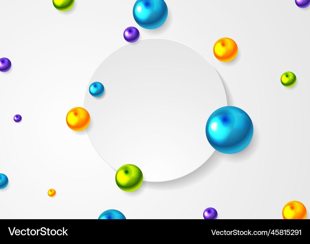 Colorful glossy beads and white blank circle Vector Image