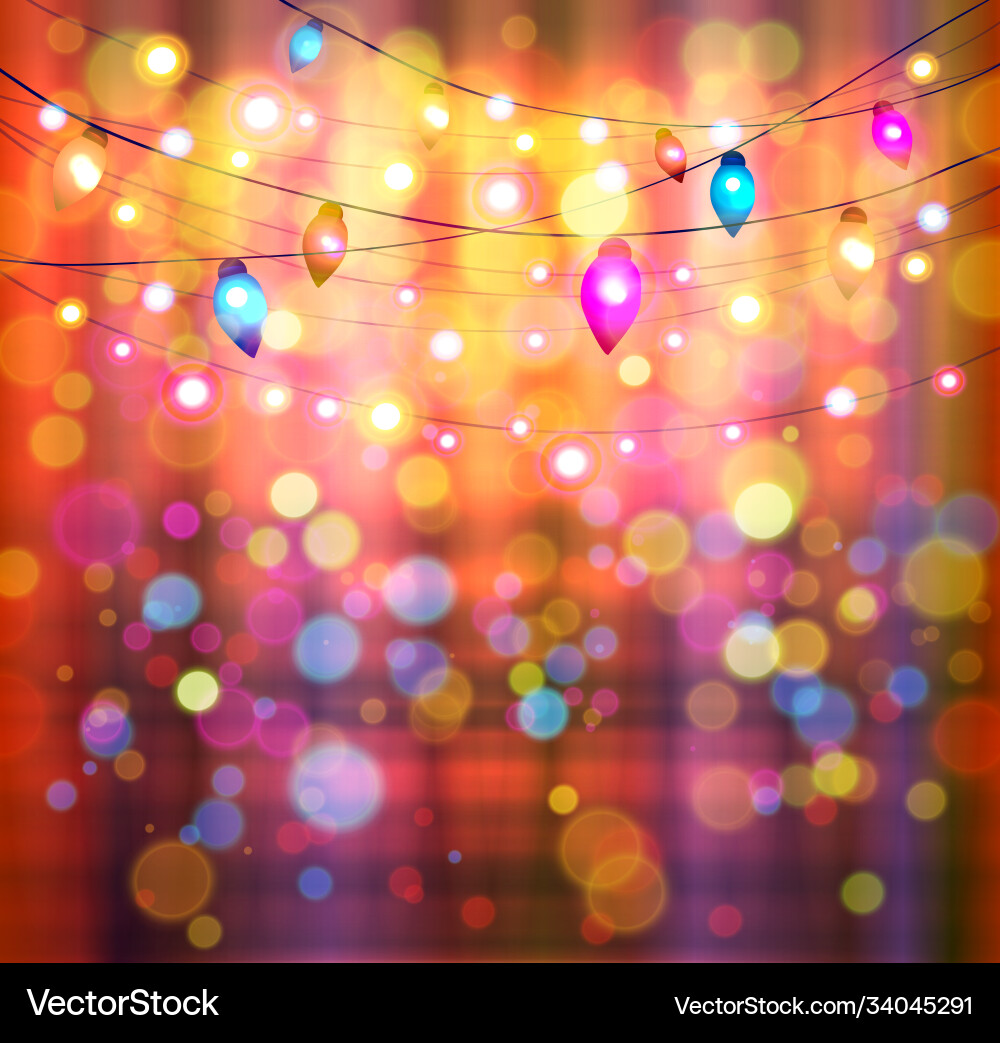 Festive light background with bokeh and stars Vector Image