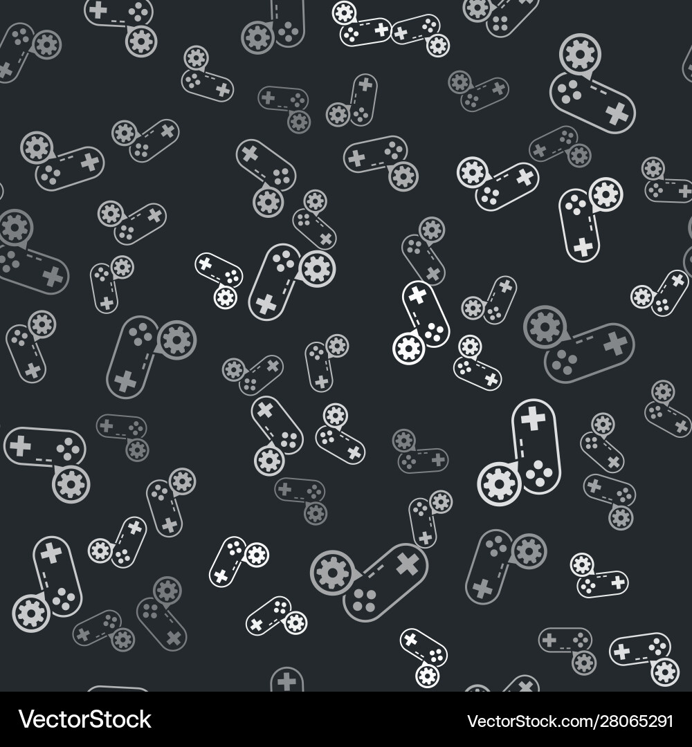 Grey gamepad and gear icon isolated seamless Vector Image