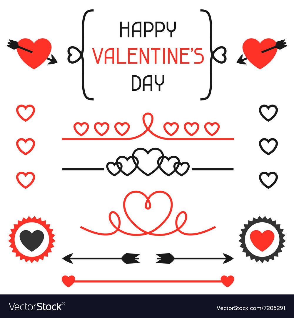 Happy valentines day set of decoration dividers Vector Image