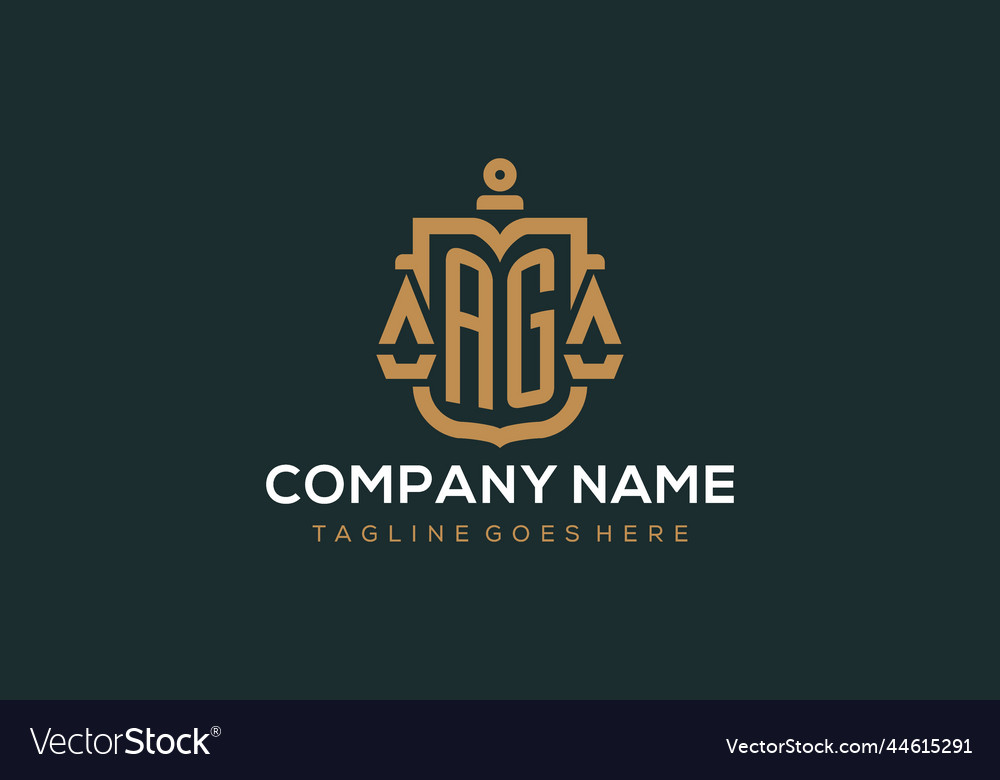 Initial ag logo for law firm with luxury modern Vector Image