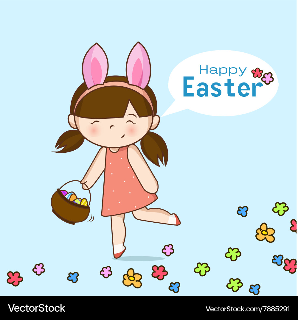 Little bunny girl Royalty Free Vector Image - VectorStock