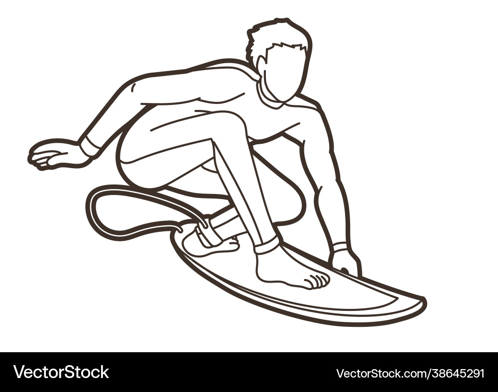 Man surfer surfing sport action Royalty Free Vector Image