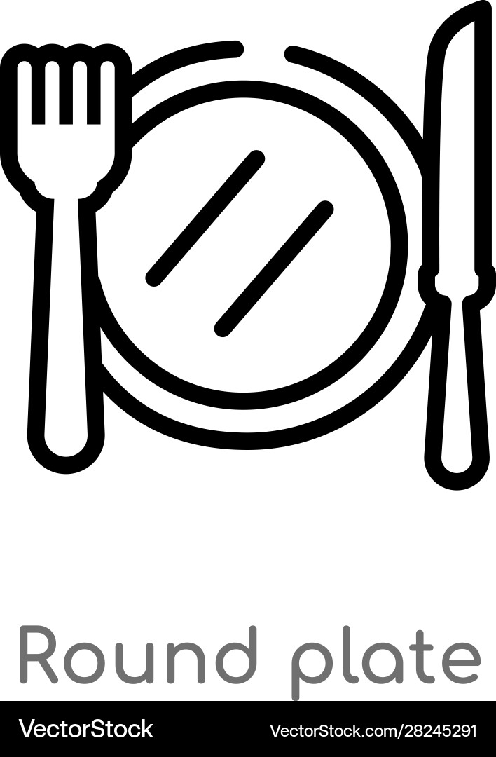 Outline round plate icon isolated black simple Vector Image