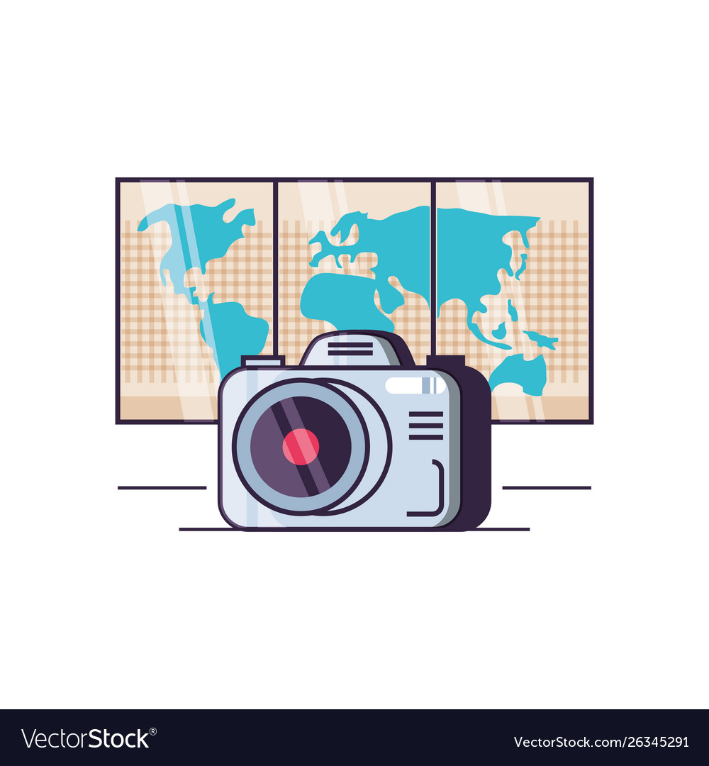 Paper map travel guide with camera photographic Vector Image