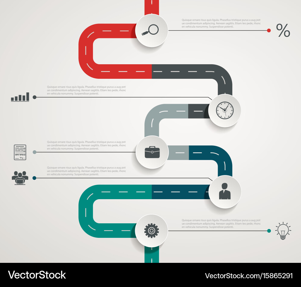 Road infographic timeline with icons Royalty Free Vector