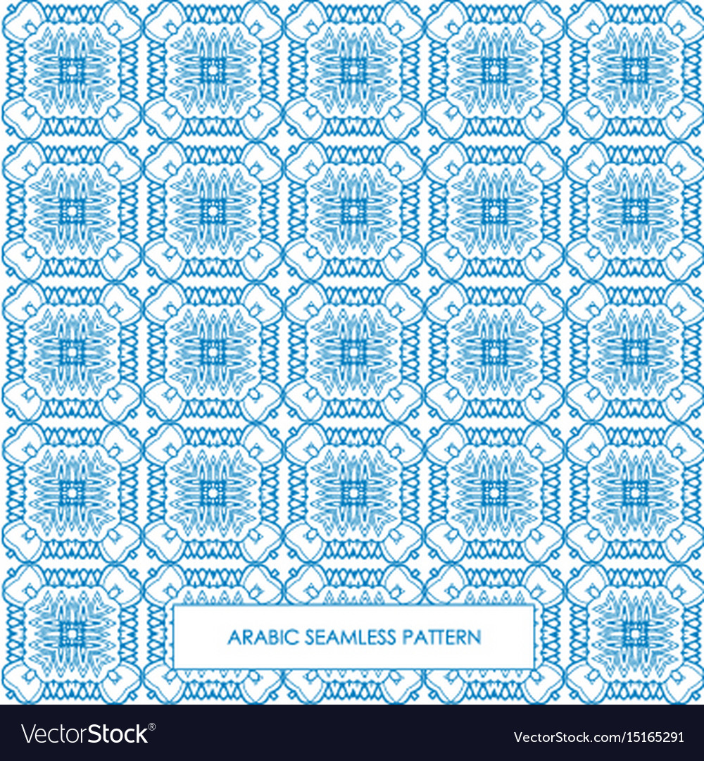 Seamless arabic pattern blue Royalty Free Vector Image