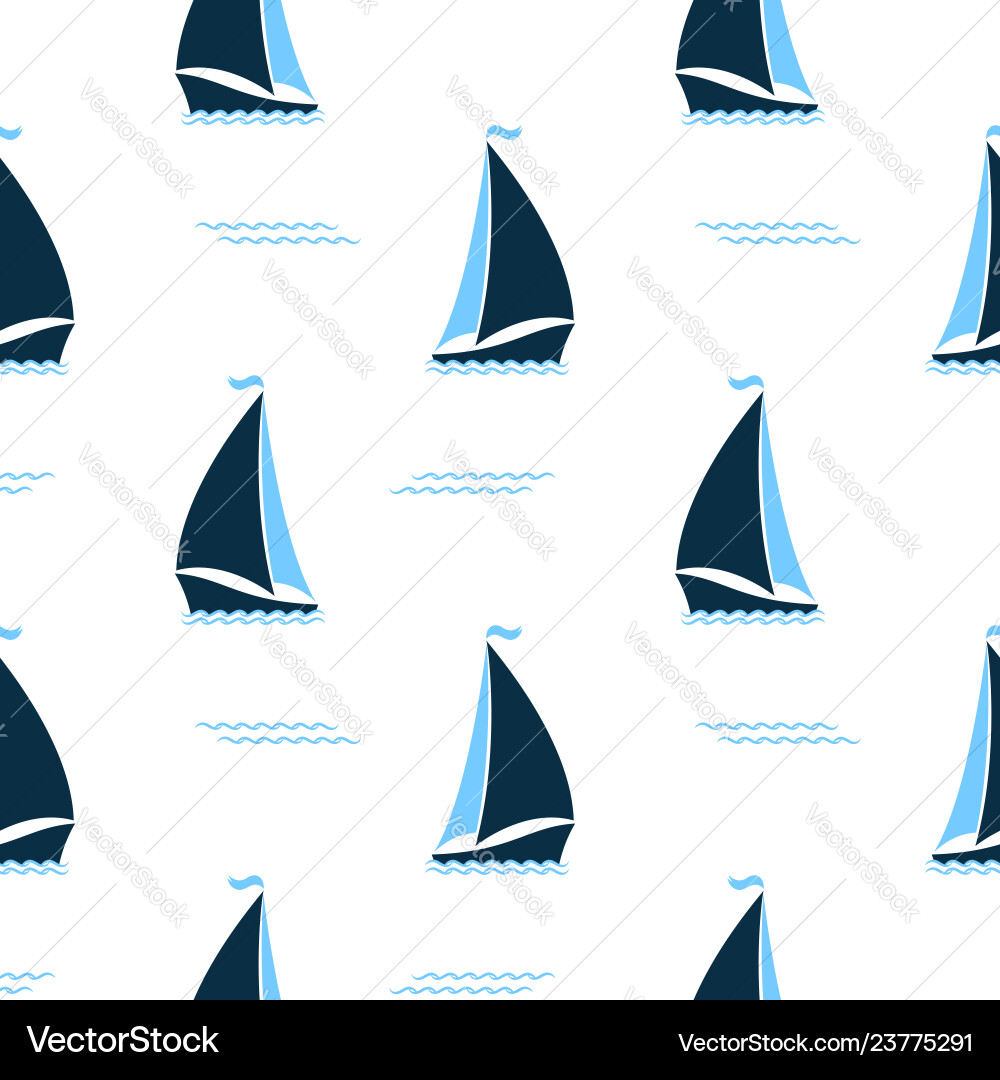 Ships at sea seamless pattern marine background Vector Image