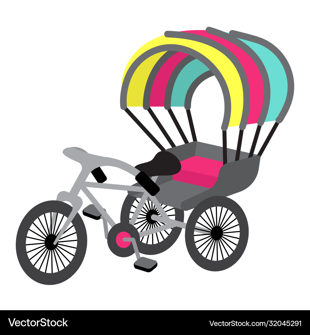 Trishaw transportation cartoon character Vector Image