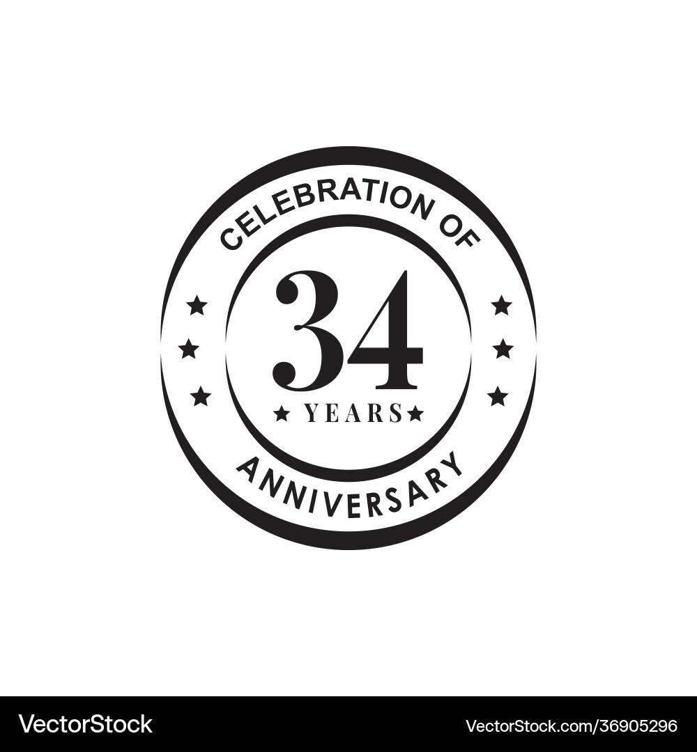 34th year celebrating anniversary logo design Vector Image