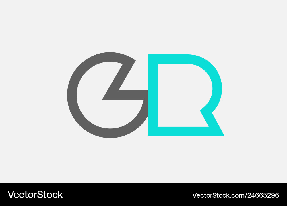 Blue grey alphabet letter gr g r combination Vector Image