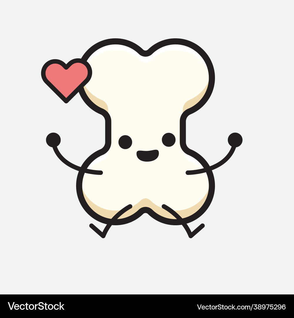 Bone character with cute face and simple body Vector Image
