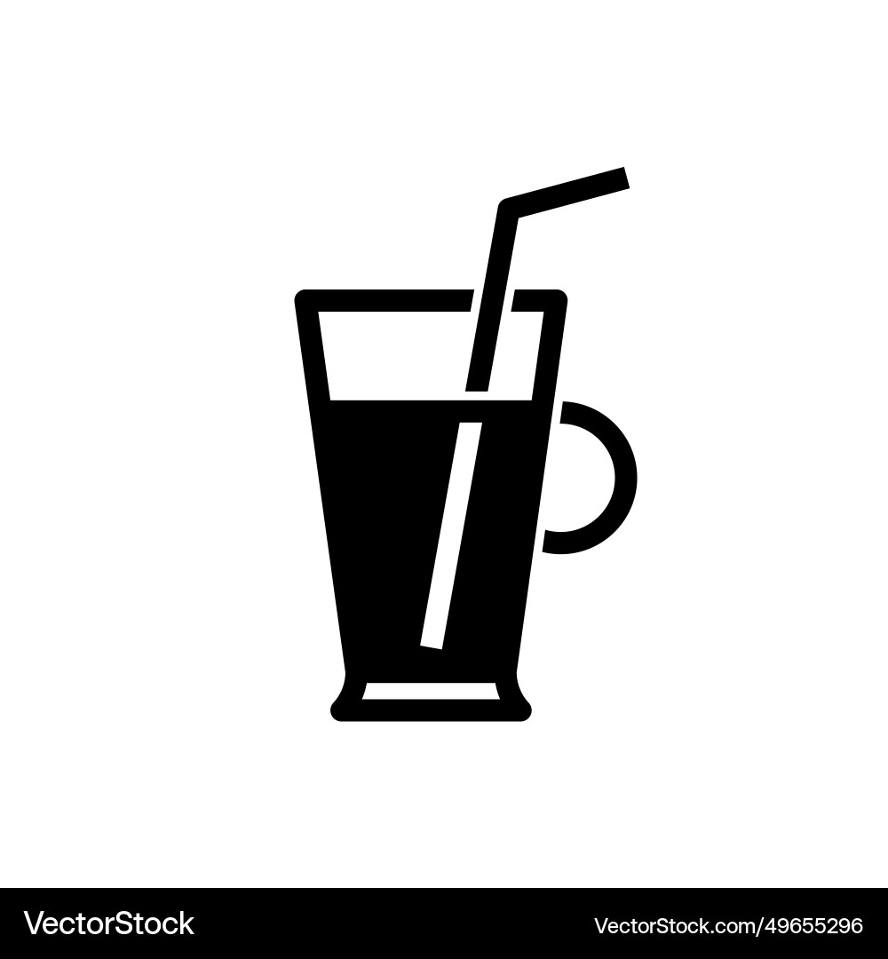 Coffee latte in glass black icon Royalty Free Vector Image