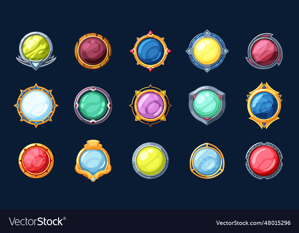 Magic circle buttons set different colored Vector Image