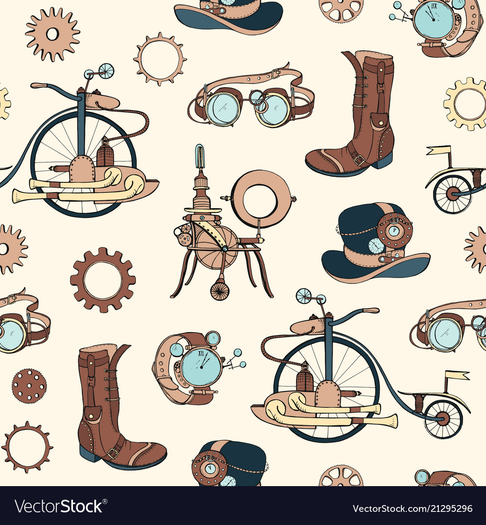 Seamless pattern with steampunk attributes Vector Image