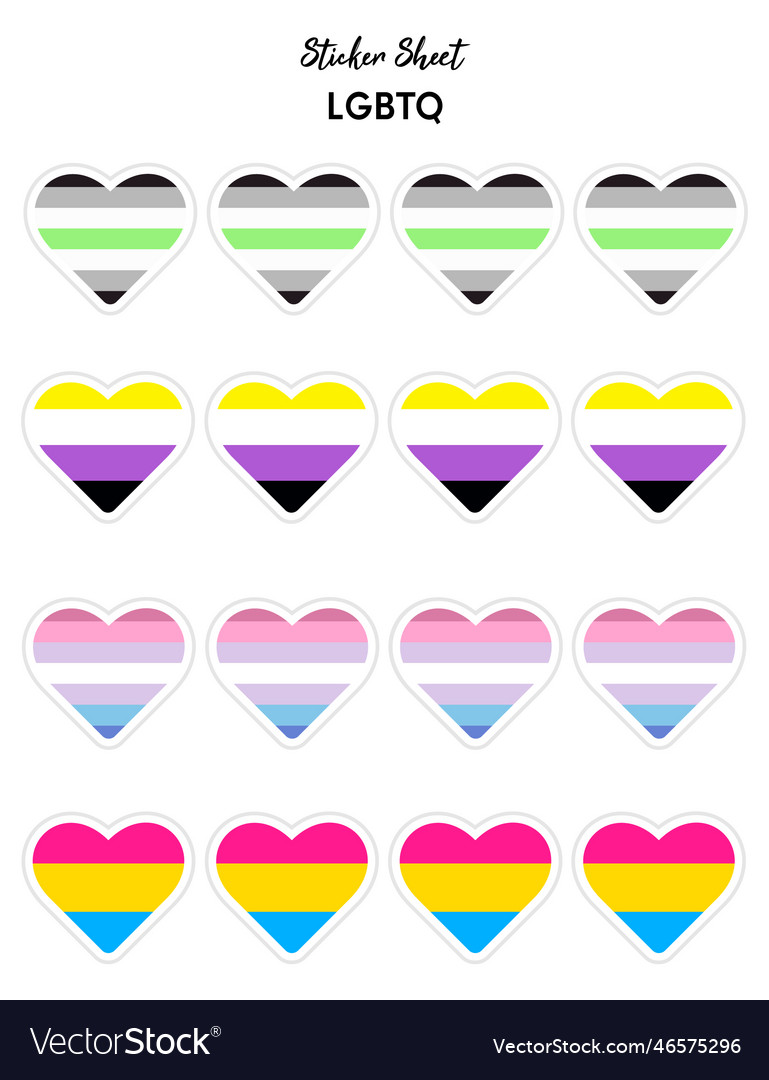 Set of pride flat design lgbtq flags sticker Vector Image