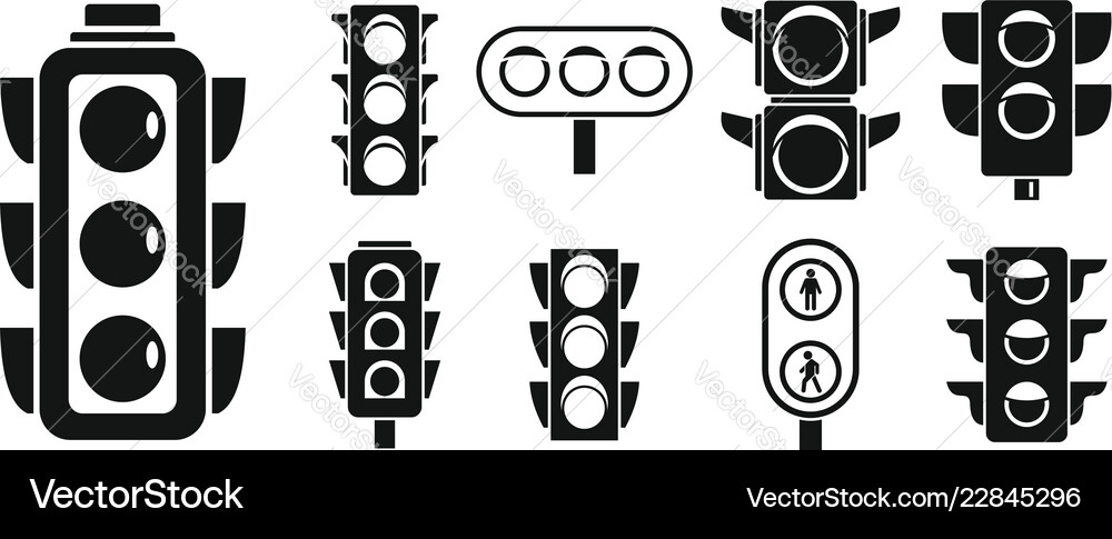 Street traffic lights icon set simple style Vector Image