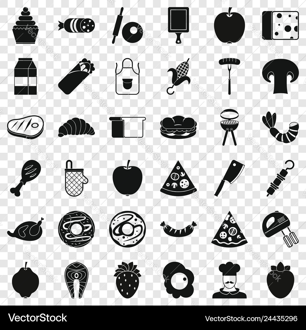 Tasty dish icons set simple style Royalty Free Vector Image