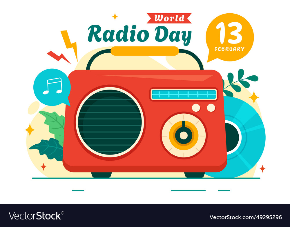 World radio day on 13 february for communication Vector Image