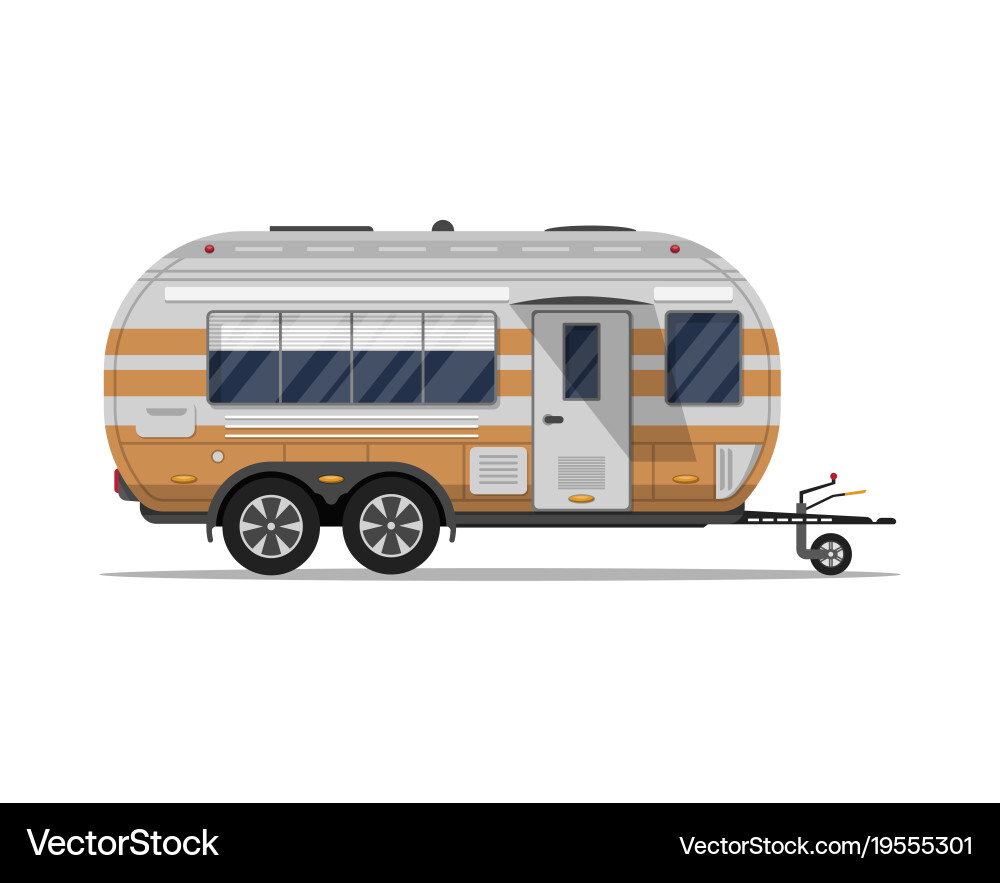 Big modern travel trailer isolated icon Royalty Free Vector