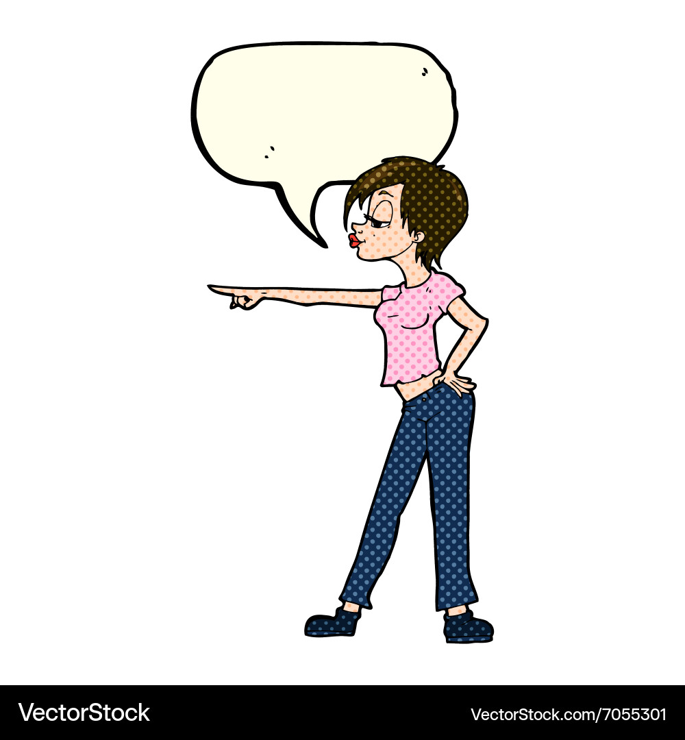 Cartoon woman pointing with speech bubble Vector Image
