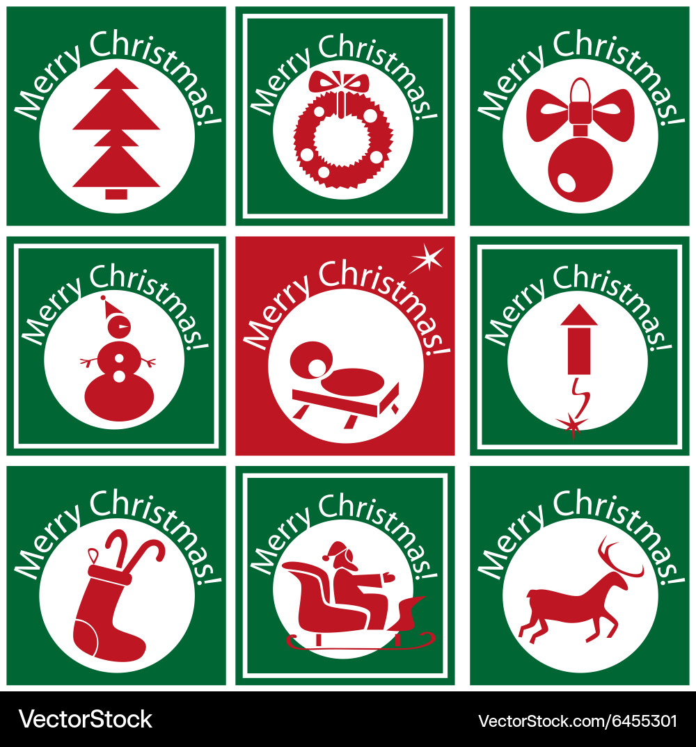 Christmas on a green circle with an icon Vector Image