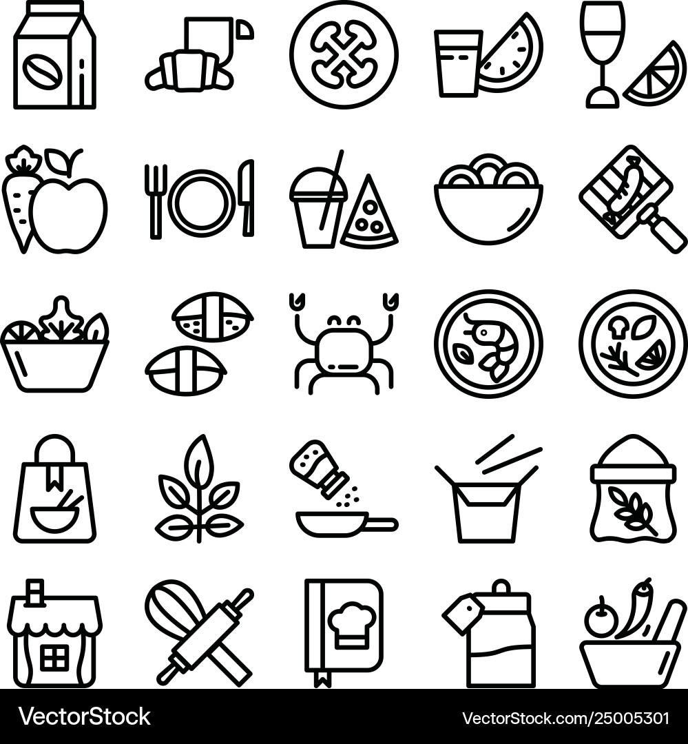 Food ingredients icons Royalty Free Vector Image