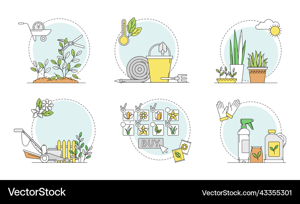 Growing plants set agriculture farming Royalty Free Vector