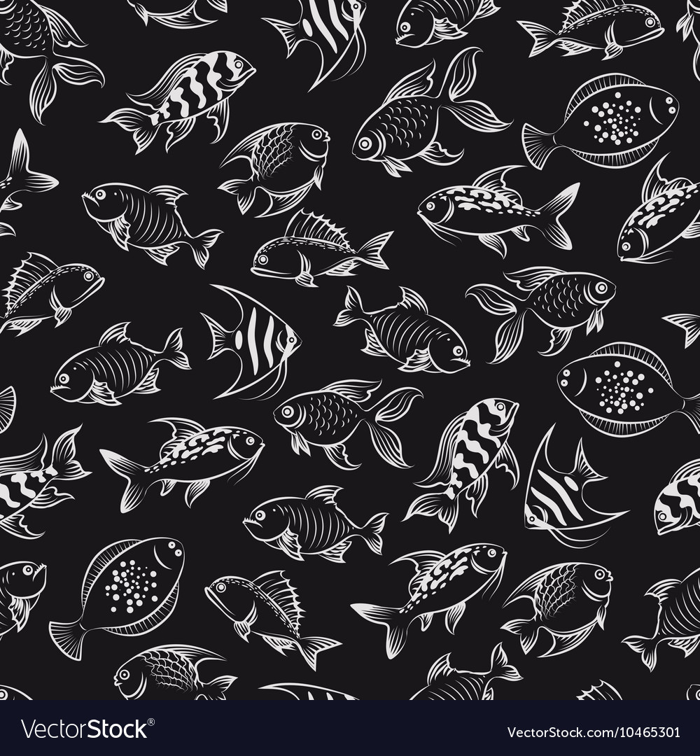 Hand drawn fish seamless pattern Royalty Free Vector Image