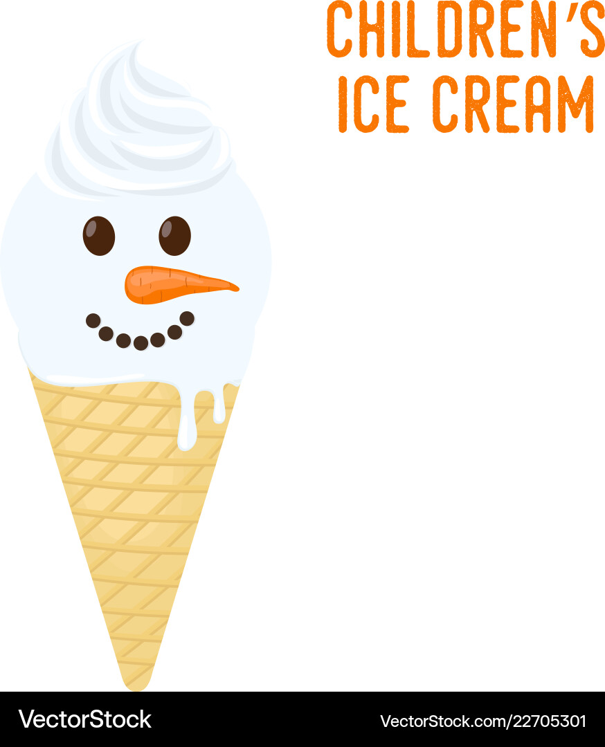 Ice cream in snowman shape sundae waffle Vector Image