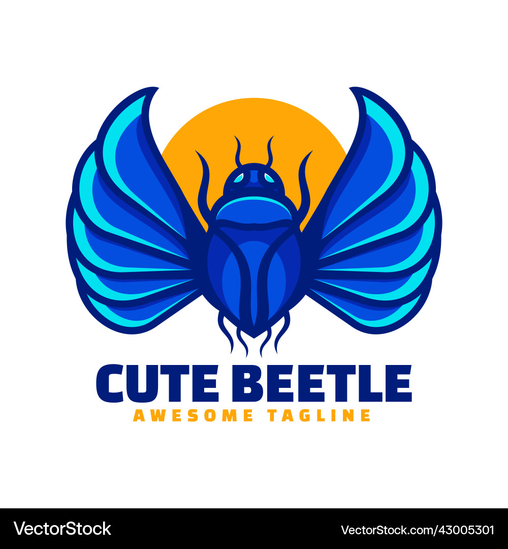 Logo beetle simple mascot style Royalty Free Vector Image