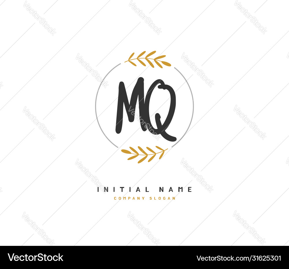 M q mq beauty initial logo handwriting Royalty Free Vector