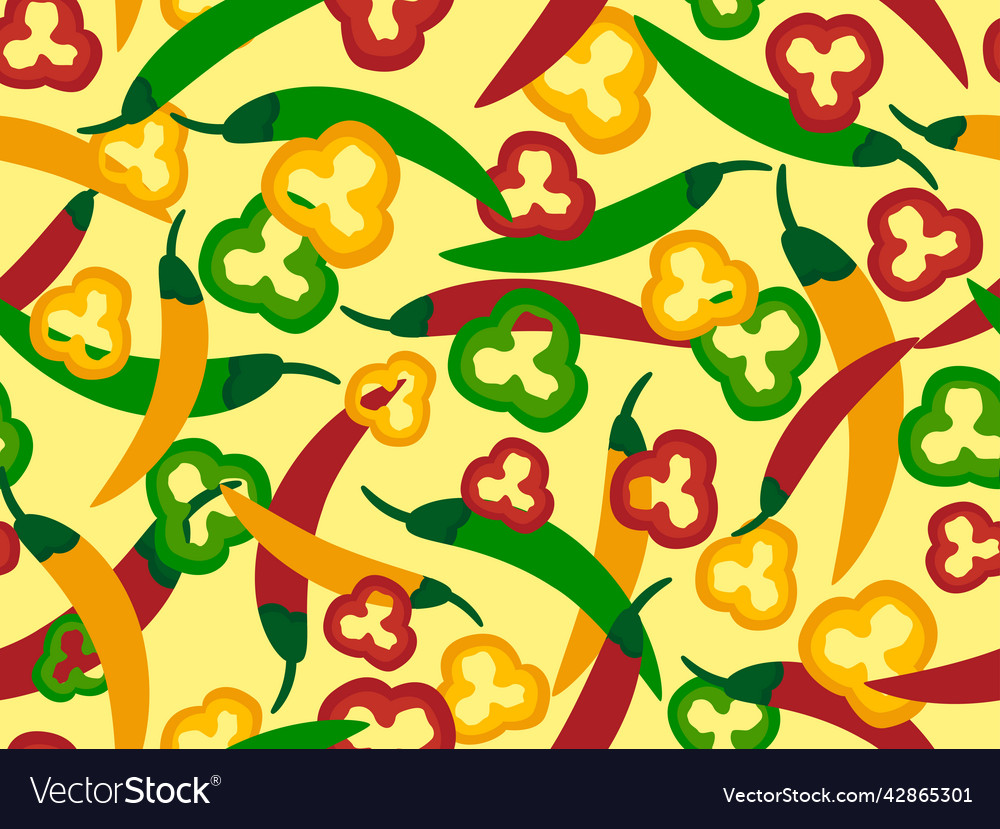 Pepper seamless pattern multi-colored chili Vector Image