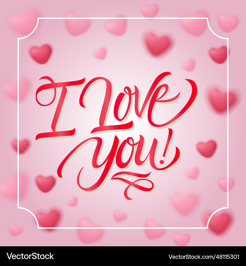 Pink i love you lettering with frame Royalty Free Vector