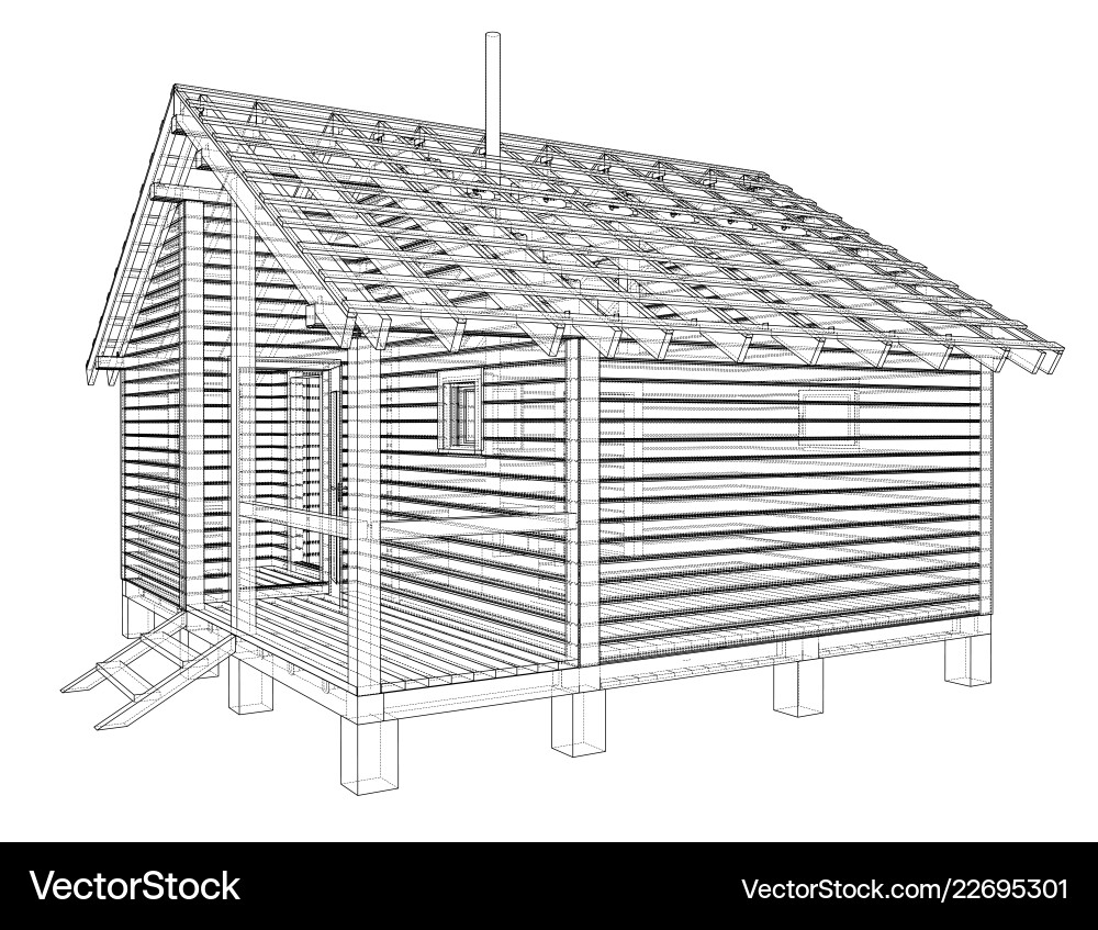 Sketch of small house rendering 3d Royalty Free Vector Image
