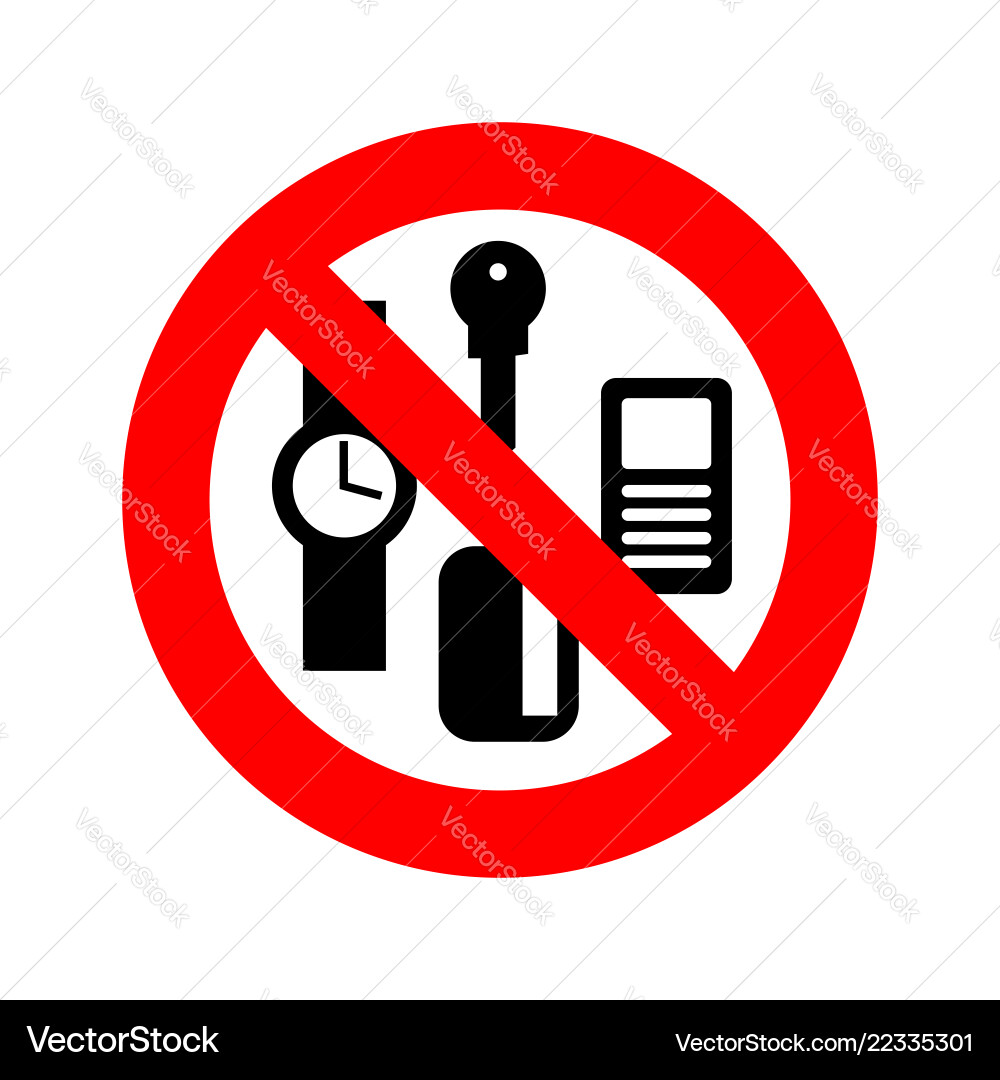Stop personal things ban keys and phone cards Vector Image