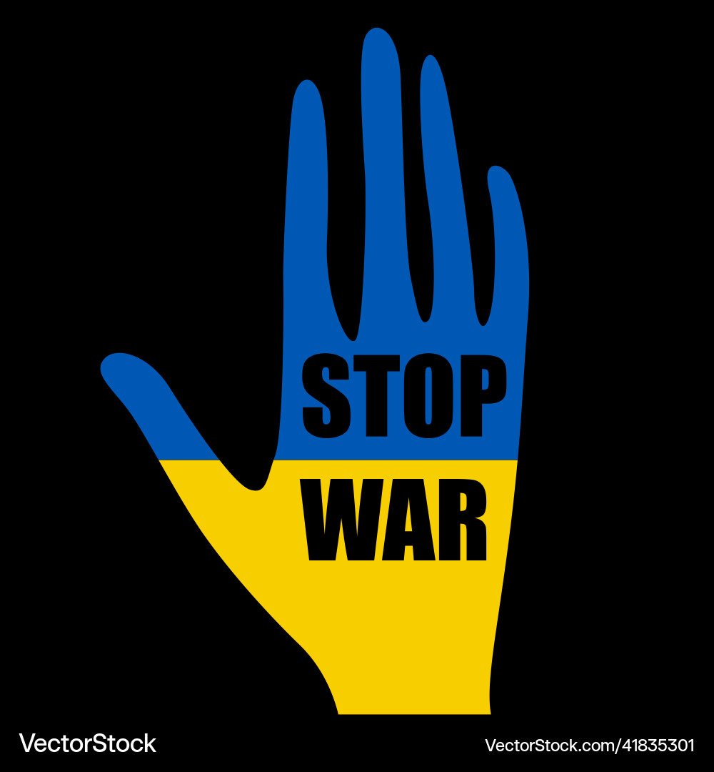 Stop war in ukraine open palm symbol peace Vector Image