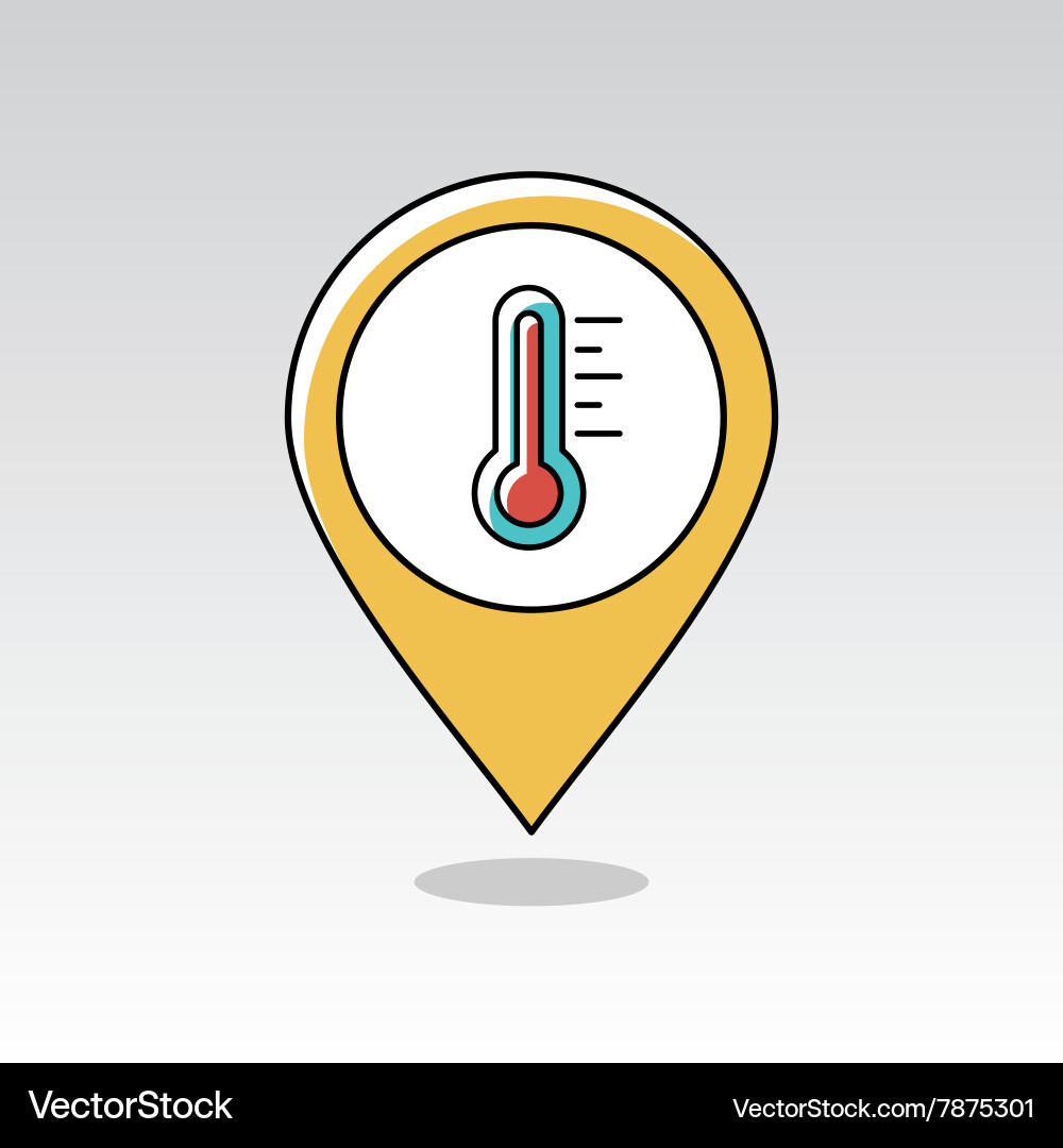 Thermometer heat hot pin map icon weather Vector Image