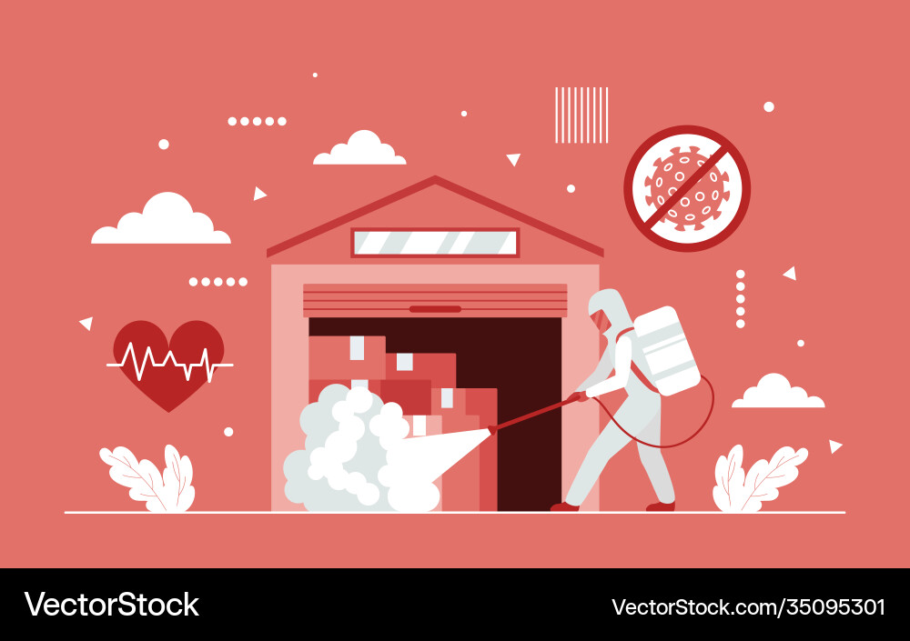 Warehouse disinfection from covid19 coronavirus Vector Image