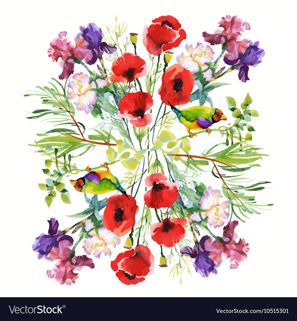 Watercolor hand drawn pattern with summer flowers Vector Image