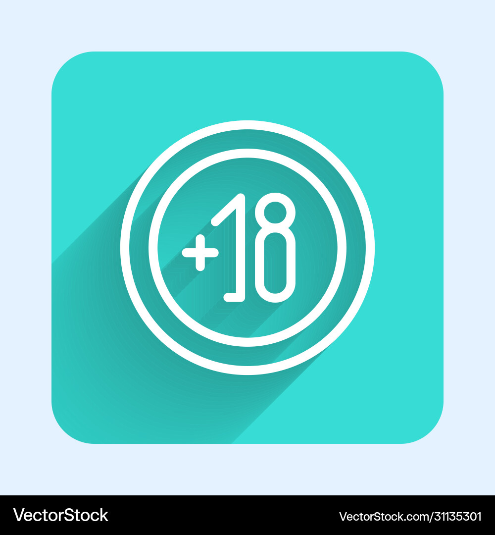 White line alcohol 18 plus icon isolated with long