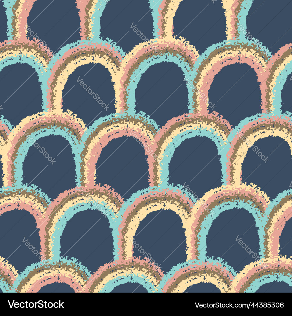 Colorful chalk rainbows navy repeat pattern Vector Image