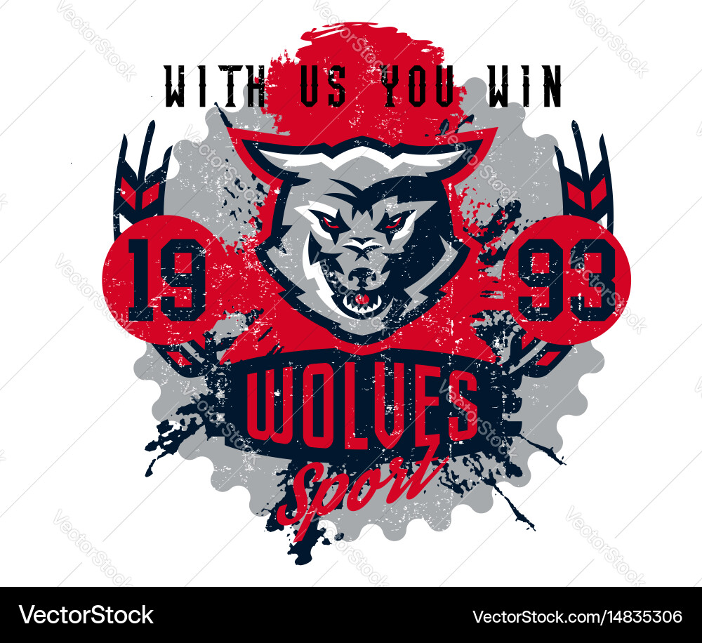 Design for printing on t-shirts aggressive wolf Vector Image
