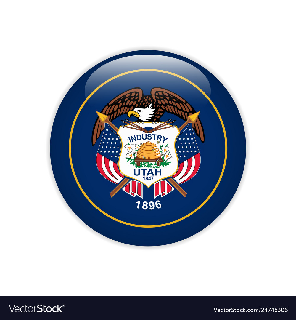 Flag utah button Royalty Free Vector Image - VectorStock