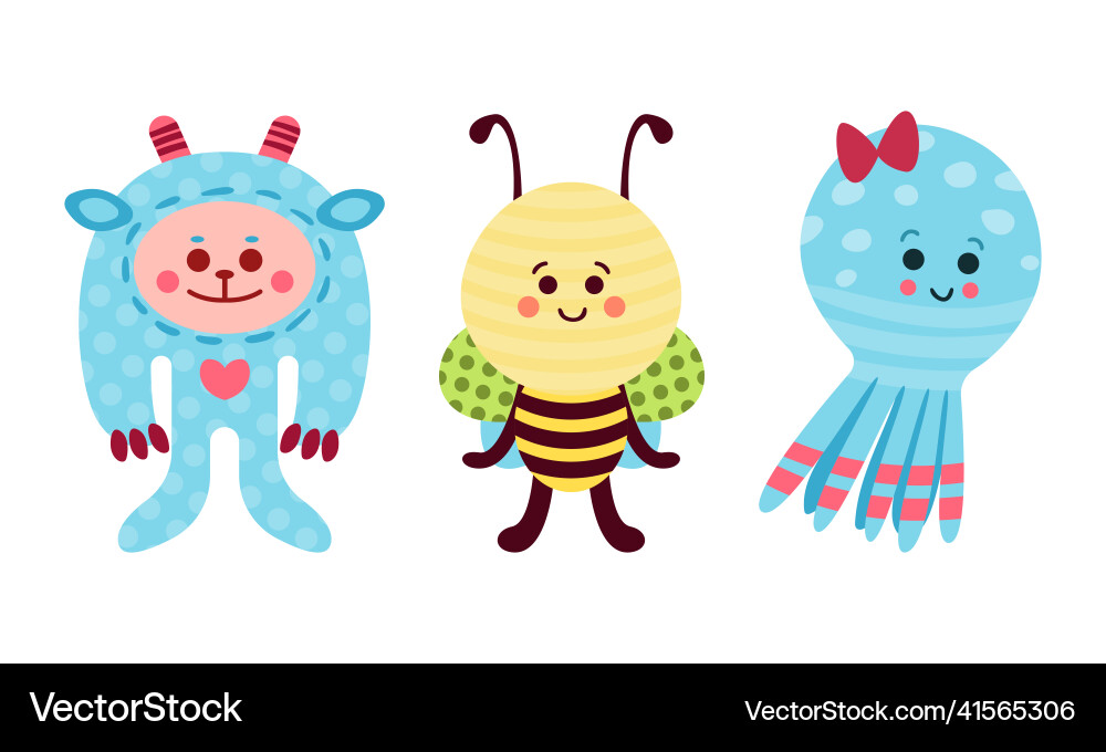 Fluffy toy sewn from textile and stuffed Vector Image
