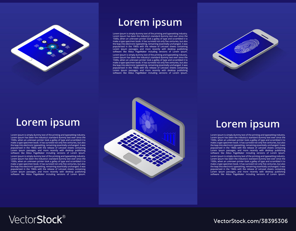 Isometric modern computers technology Royalty Free Vector
